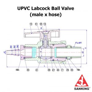 "SANKING" แล็บก็อกบอลวาล์วยูพีวีซี Labcock Ball Valve uPVC