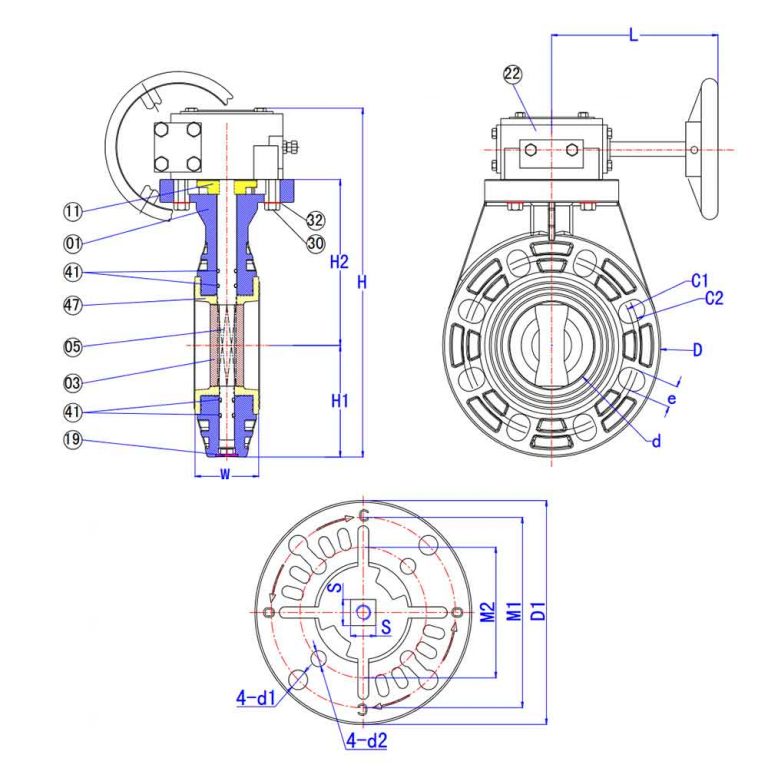 Sanking วาล์วปีกผีเสื้อยูพีวีซี Worm Gear Butterfly Valve Upvc
